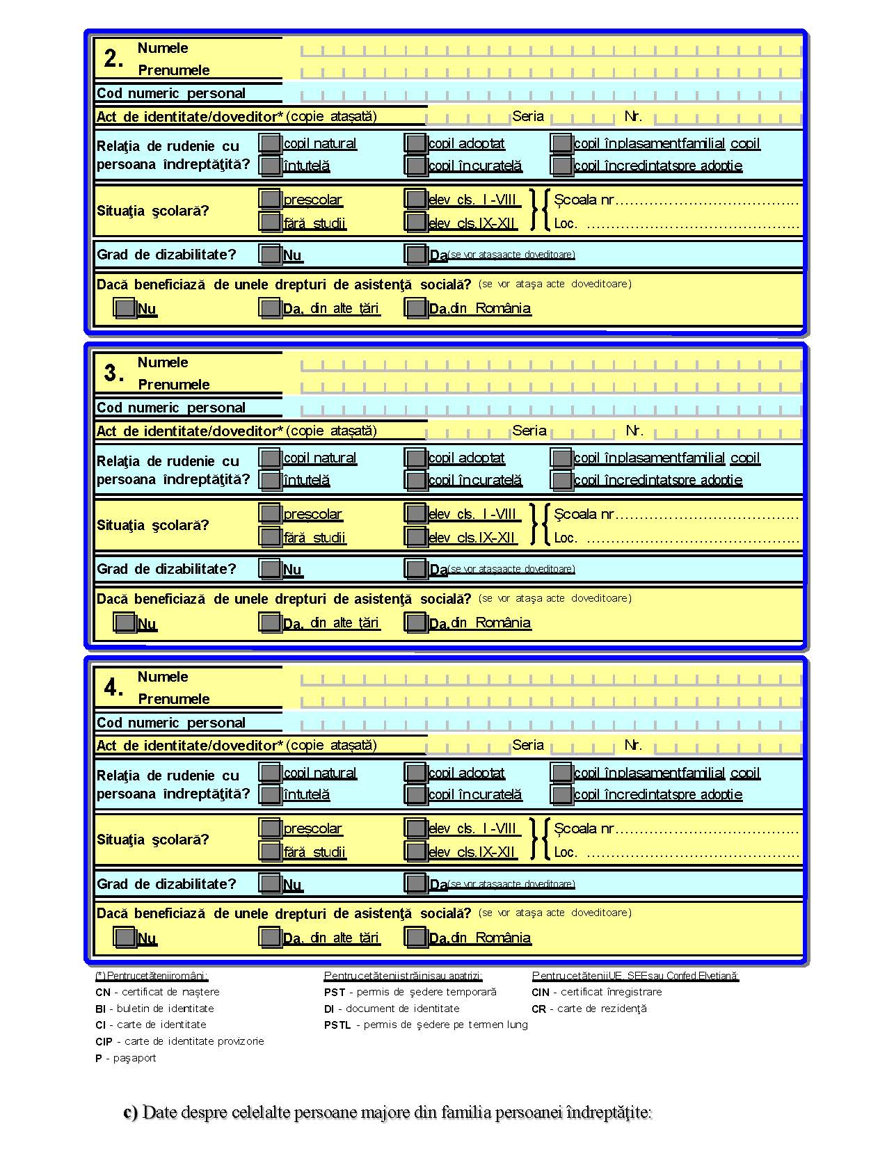Cerere - Declarație pe propria răspundere pentru acordarea unor ...