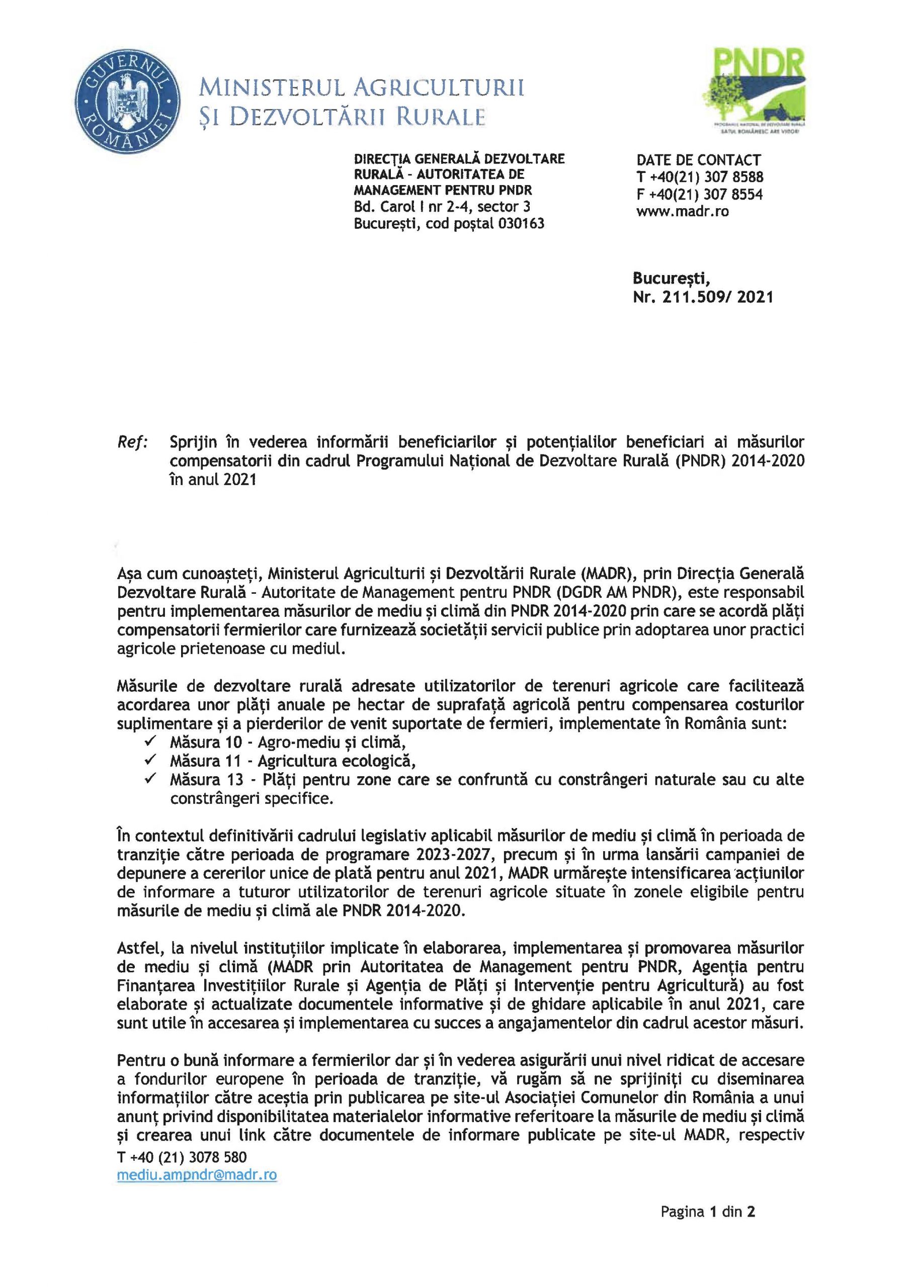 Informare Ministerul Agriculturii – PNDR pentru beneficiari și ...