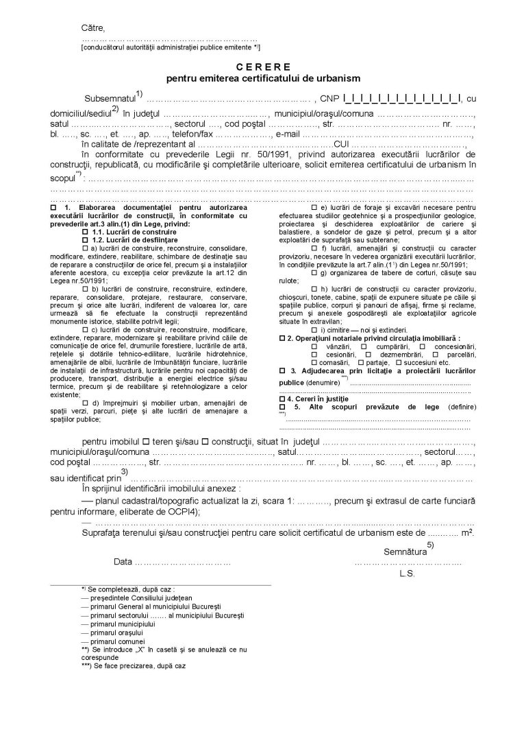 Cerere certificat de urbanism – Satchinez