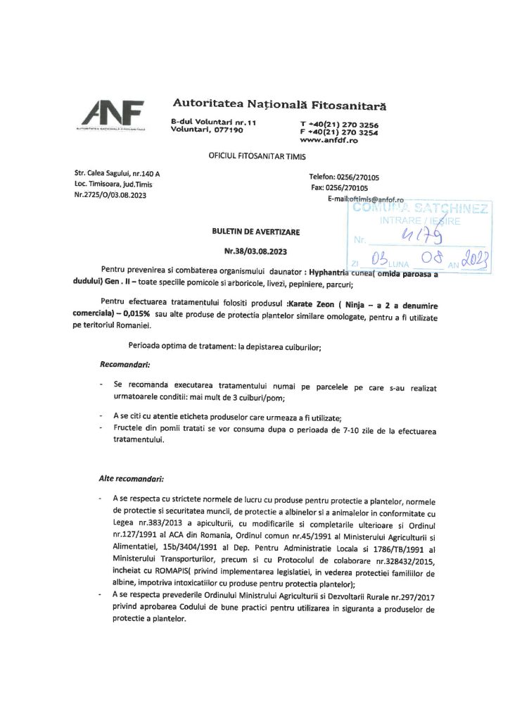Buletine de avertizare de la Autoritatea Națională Fitosanitară ...