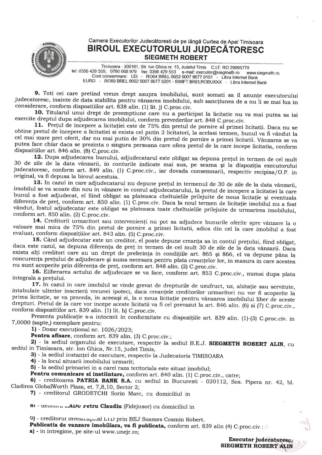 Publicație de vânzare imobiliară CF 401110 Satchinez – Satchinez